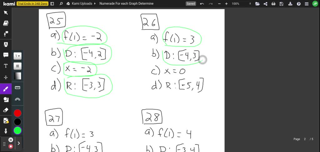 SOLVED:For each graph of a function, determine (a) f(1); (b) the domain; (c) any x -values for ...