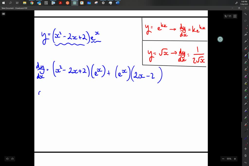 SOLVED:Differentiate. y=(x^2-2 x+2) e^x.
