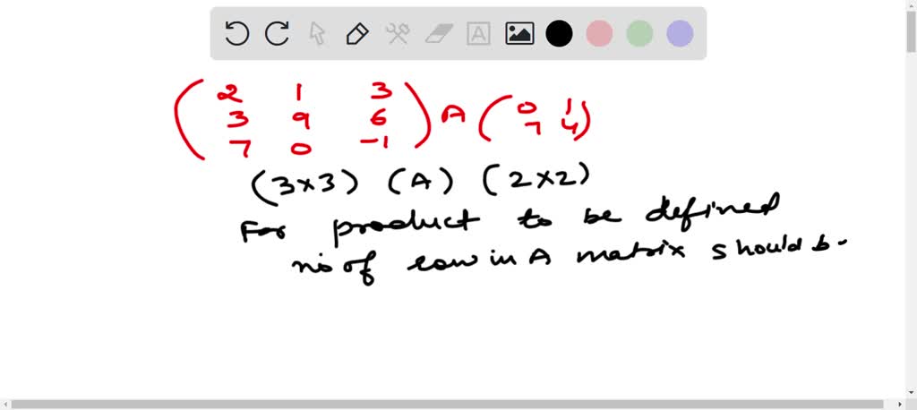 SOLVED:Determine the size of the matrix 𝐀 such that the given product ...