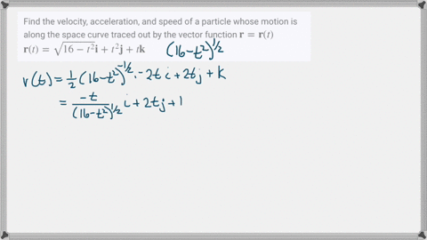 SOLVED:Find the velocity, acceleration, and speed of a particle whose motion is along the space ...