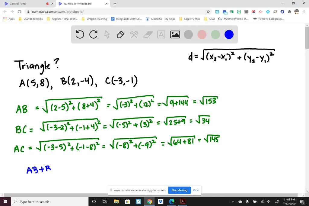 Determine Whether The Given Coordinates Are The Vertices Of A Triangle