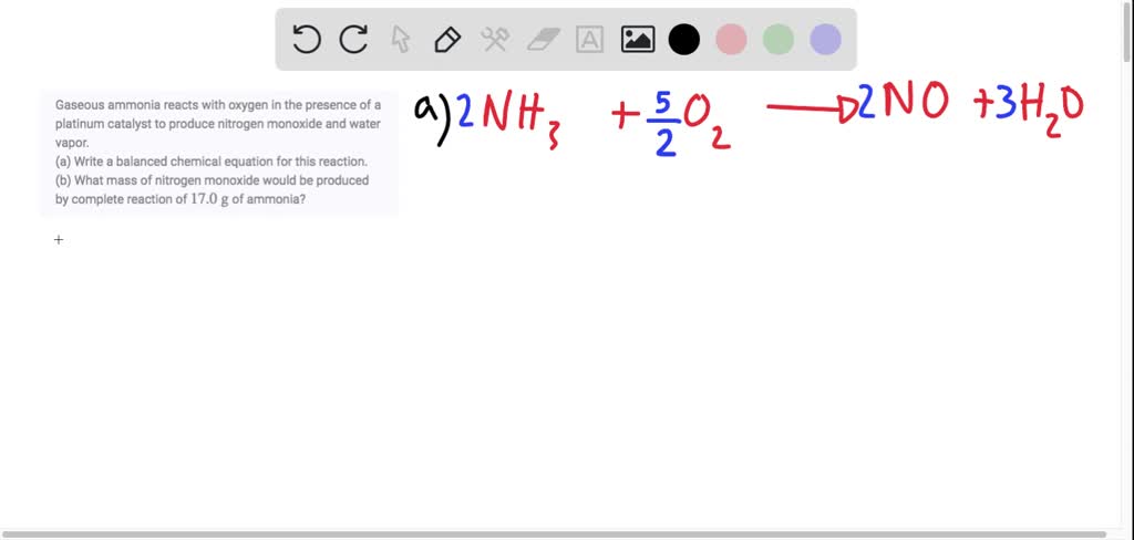 SOLVED:Gaseous ammonia reacts with oxygen in the presence of a platinum ...
