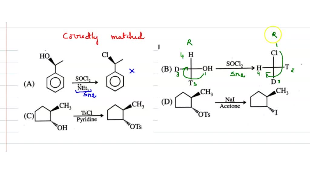 SOLVED:Identify the reactions that are correctly matched. (A) (B) (C) (D)