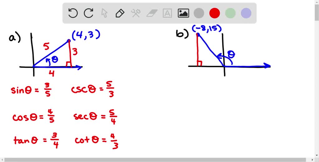 SOLVED:In Exercises 9-12, determine the exact values of the six trigonometric functions of the ...