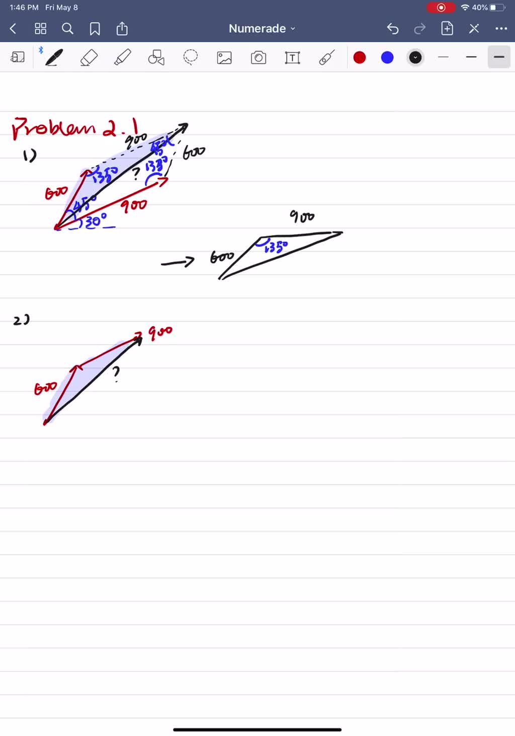 SOLVED:Two forces are applied as shown to a hook. Determine graphically the magnitude and ...