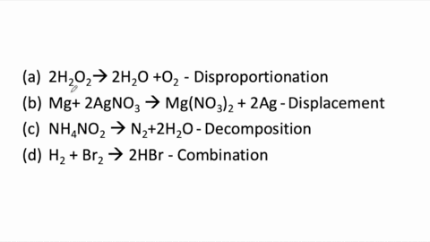 SOLVED:Classify the following redox reactions as combination, decomposition, or displacement: (a ...