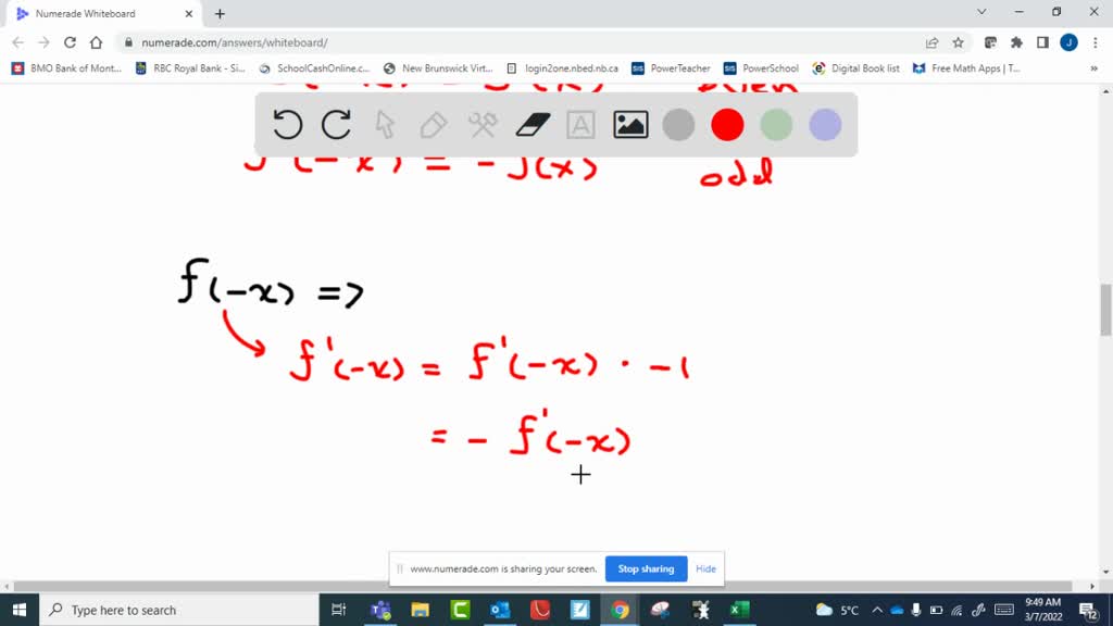 Let f(x) be an even function with a derivative f^'(x) at every point of its domain. Prove that f ...