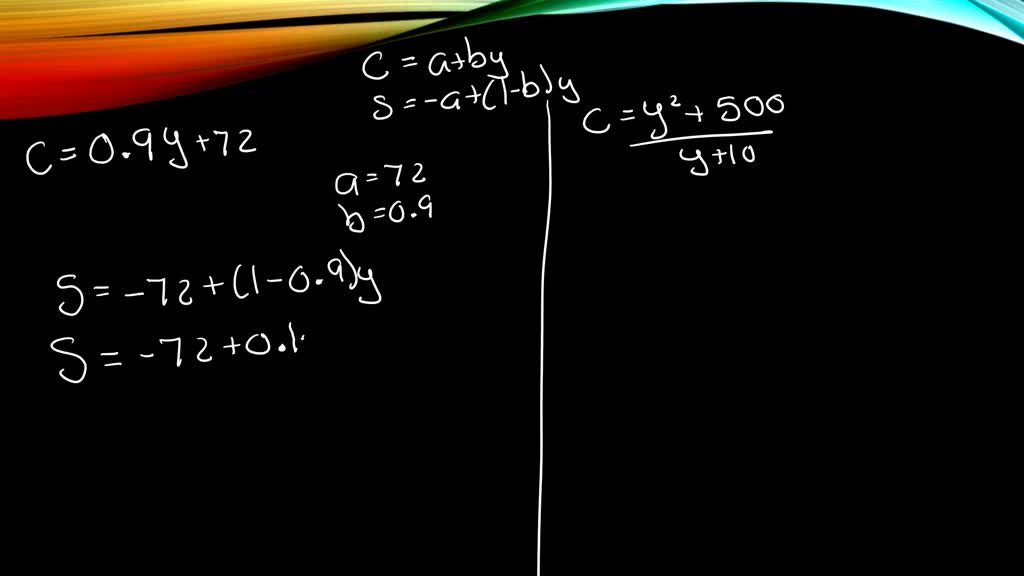 SOLVED: Write down expressions for the savings function given that the ...