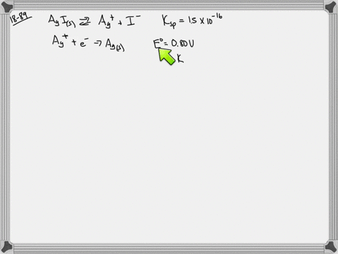 SOLVED:Calculate ℰ^∘ for the following half-reaction: AgI(s)+e^- Ag(s)+I^-(a q) (Hint: Reference ...