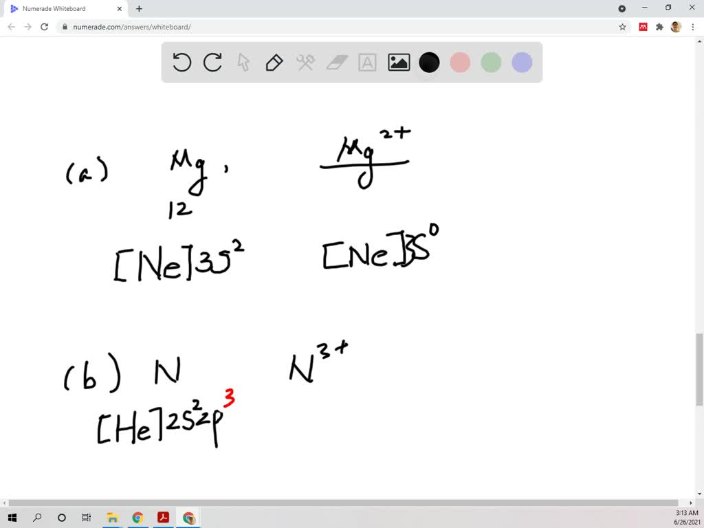 SOLVED:Write the ground state electron configuration for (a) Mg, Mg^2 ...