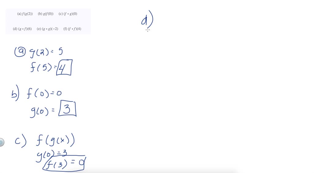 SOLVED:Use the given graphs of f and g to evaluate each expression, or explain why it is ...