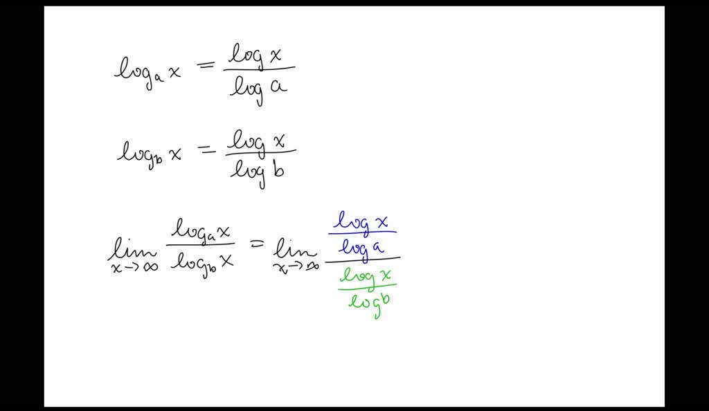 SOLVED:Logs with different bases Show that f(x)=loga x and g(x)= logb x ...