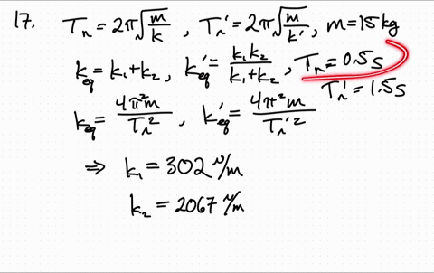 SOLVED:Three springs are arranged in series similar to the ...