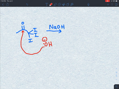 SOLVED:In the iodoform reaction, a triiodomethyl ketone reacts with ...