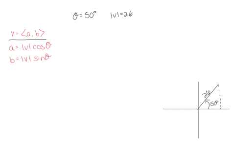 SOLVED:Vector 𝐯 has the given direction angle and magnitude. Find the horizontal and vertical ...