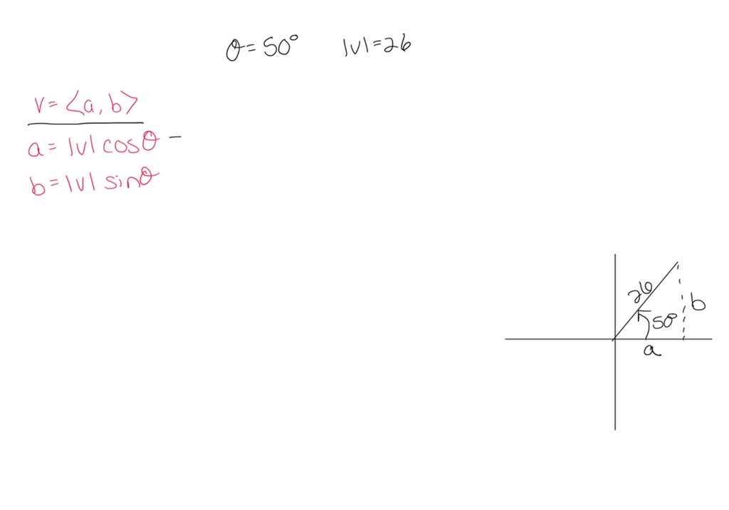 SOLVED:Vector 𝐯 has the given direction angle and magnitude. Find the horizontal and vertical ...