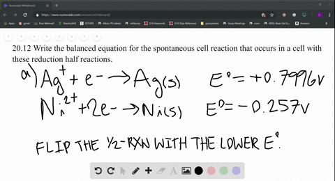 SOLVED:Write the balanced equation for the spontaneous cell reaction ...