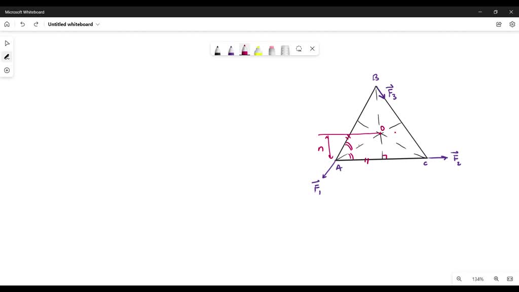 Two forces 𝐅1 and 𝐅2 act along the two sides of an equilateral triangle ...