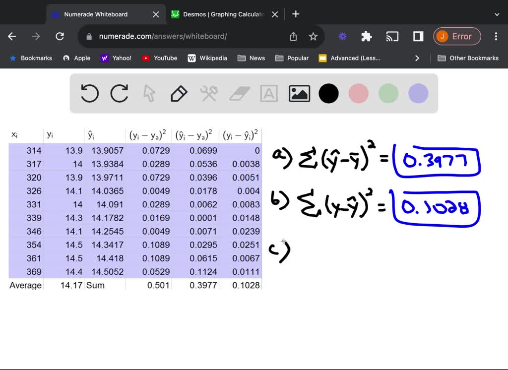 SOLVED:Finding Measures of Variation. Find the (a) explained variation ...