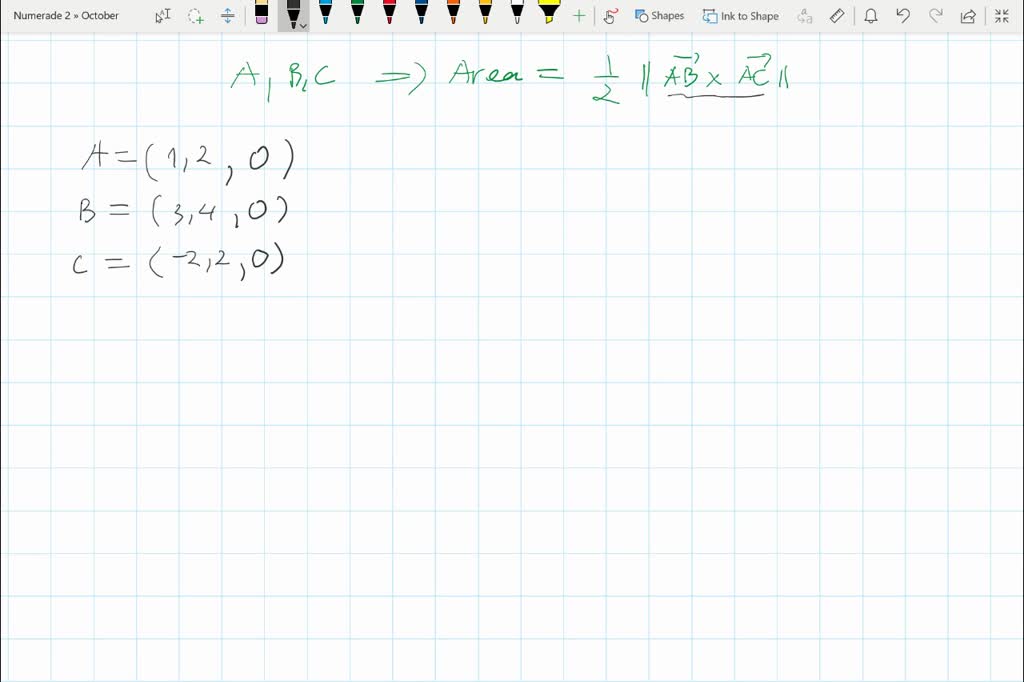 SOLVED:Use cross products to find the area of the triangle in the x y ...
