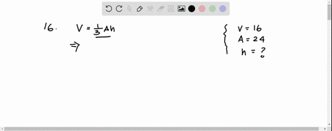SOLVED:If V=A h find the value of V when A=3 and h=26.
