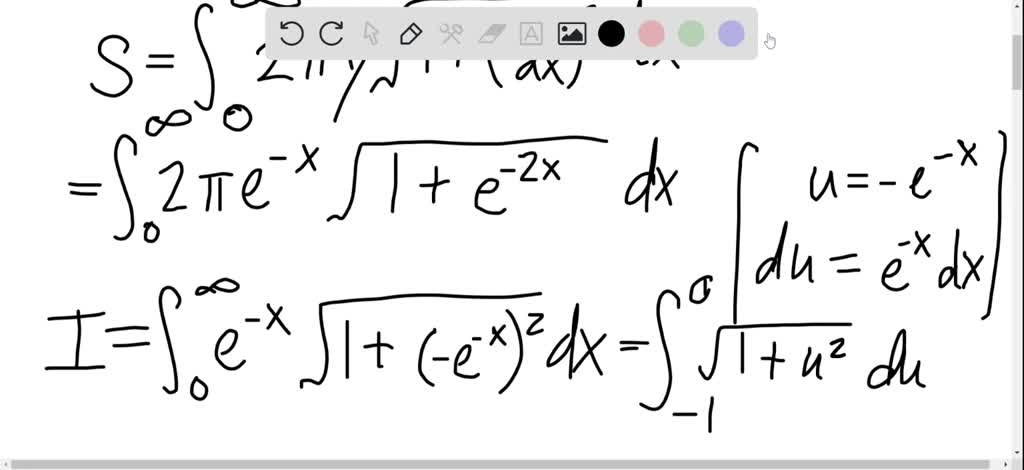If the infinite curve y=e^-x, x ⩾0, is rotated about the x axis, find ...