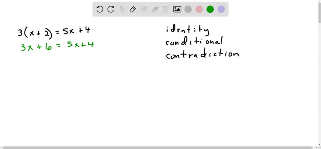 SOLVED:uations as conditional; identity, or & contradiction tion y the ...