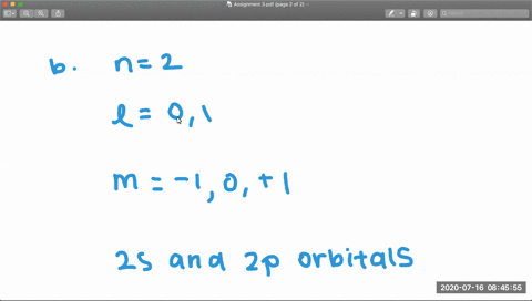 SOLVED:List all the orbitals in each principal level. Specify the three quantum numbers for each ...