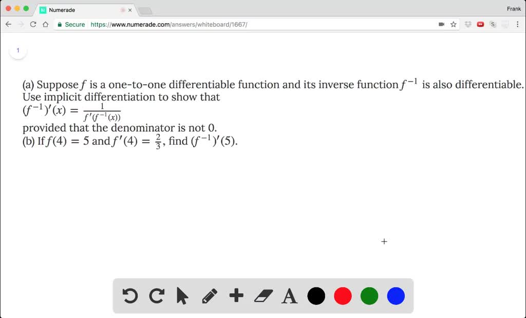 SOLVED:(a) Suppose f is a one-to-one differentiable function and its ... SOLVED:(a) Suppose f is a one-to-one differentiable function and its ...