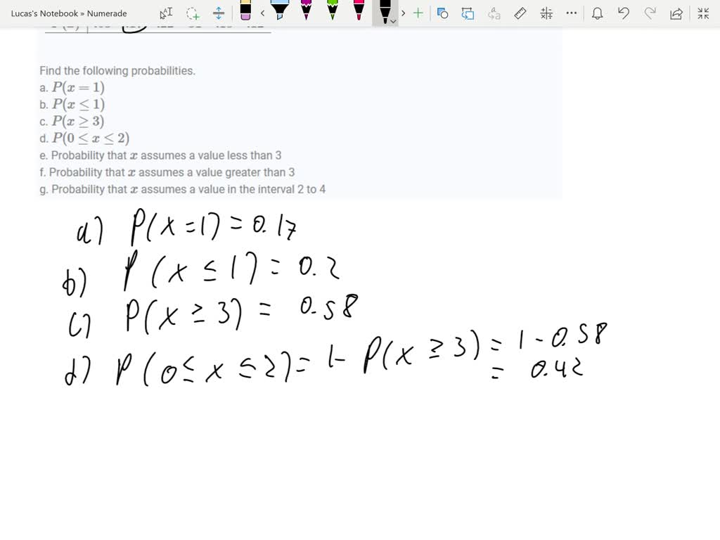 SOLVED: The following table gives the probability distribution of a discrete random variable x ...