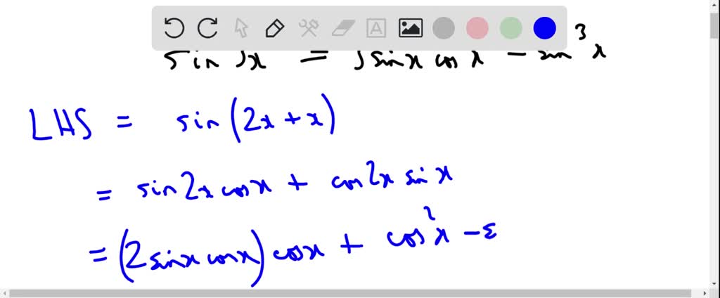SOLVED:Prove the identity. sin(3 x)=3 sin(x) cos^2(x)-sin^3(x)