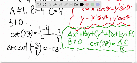 SOLVED:Determine axis rotation formulas for x and y that will transform ...