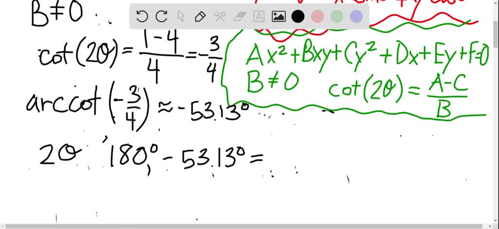 SOLVED:Determine axis rotation formulas for x and y that will transform ...