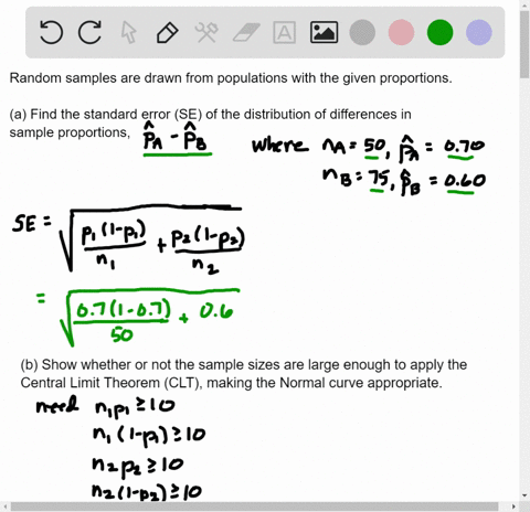 SOLVED:If random samples of the given sizes are drawn from populations ...