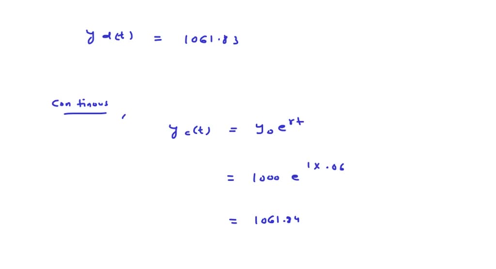 SOLVED:Show by algebra that the investment y(t) from a deposit y0 after ...