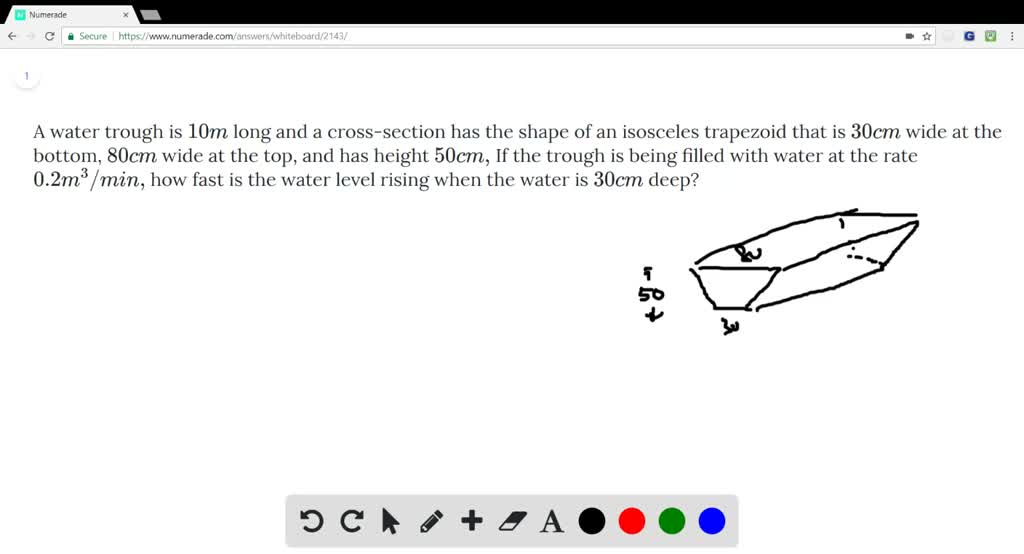 SOLVED:A water trough is 10 m long and a cross-section has the shape of ...