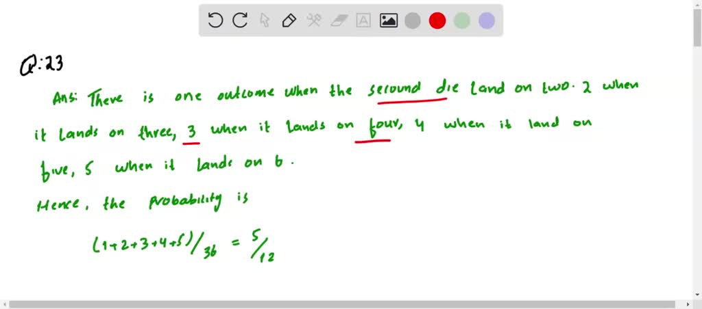 SOLVED:A pair of fair dice is rolled. What is the probability that the ...
