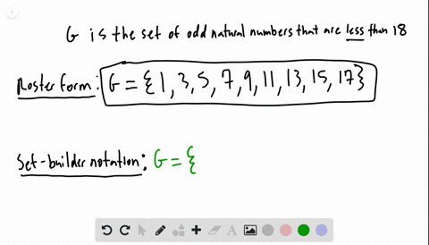 SOLVED:How do you write "G is the set of odd natural numbers that are ...