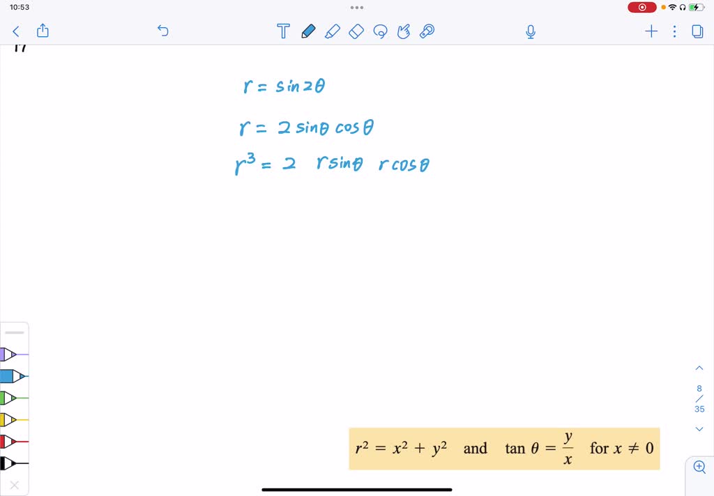SOLVED:Write the polar equation r^2=4 cos2 θin Cartesian coordinates.