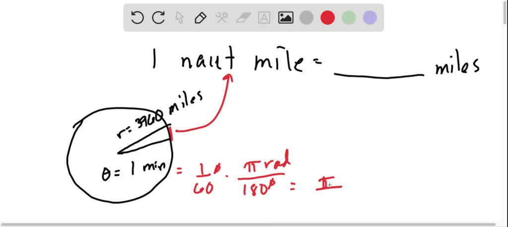 A nautical mile equals the length of arc subtended by a central angle ...