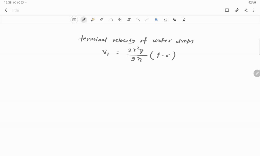 SOLVED:Terminal velocity of water drops depends upon the (A) Radius of ...
