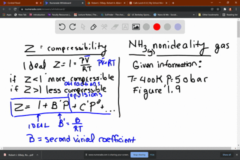 SOLVED:Using Fig. 1.9, calculate the compressibility factor Z for NH3(g ...
