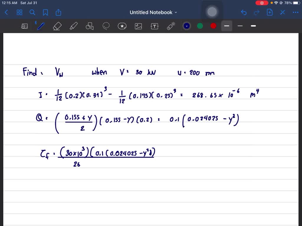 SOLVED:If the wide-flange beam is subjected to a shear of V=30 \mathrm ...