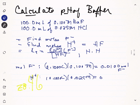 SOLVED: Calculate the pH of a solution formed by mixing 100.0 mL of 0.100 M NaF and 100.0 mL of ...