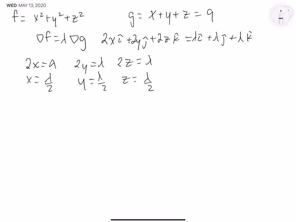 Minimizing A Sum Of Squares Find Three Real Numbers Whose Sum Is 9 And The Sum Of Whose Squares