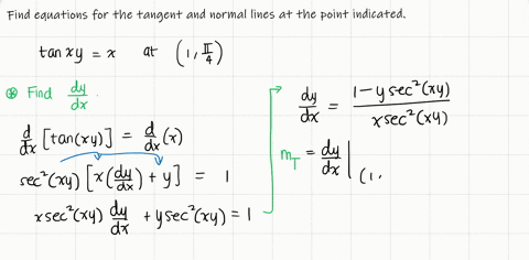 SOLVED:Find equations for the tangent and normal lines at the point ...