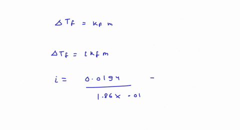 SOLVED:The cryoscopic constant of water is 1.86 K kg mol^-1. A 0.01 ...