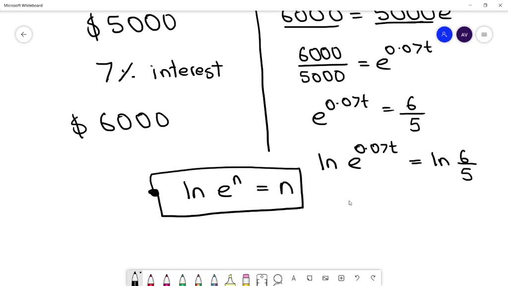 ⏩SOLVED:Use the formula A=P e^r t to solve. If 5000 is invested at 7 ... ⏩SOLVED:Use the formula A=P e^r t to solve. If 5000 is invested at 7 ...
