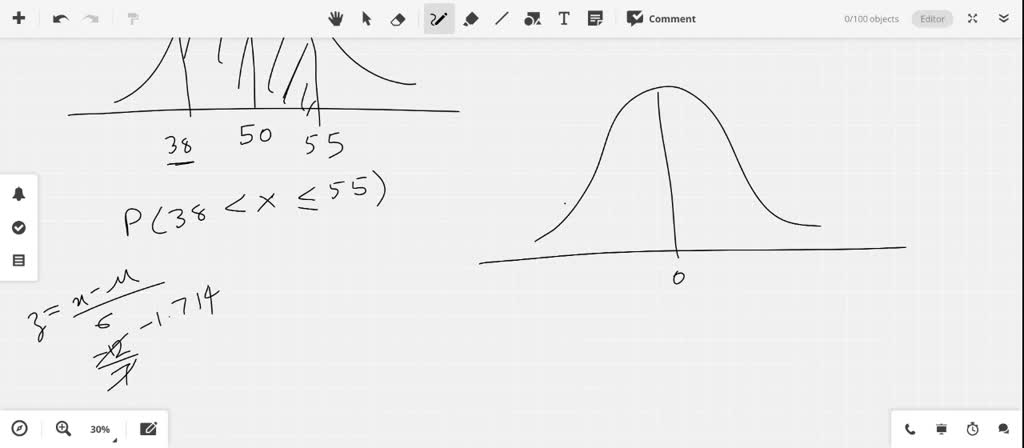 SOLVED Determine The Area Under A Normal Distribution Curve With mu 55 