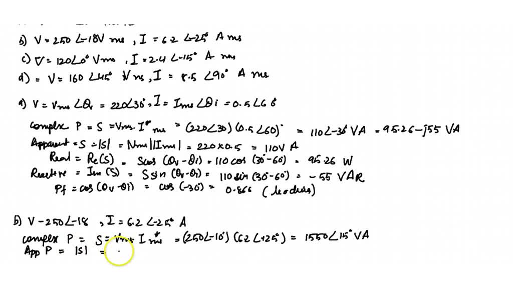 SOLVED:Determine the real power, the reactive power, the complex power ...